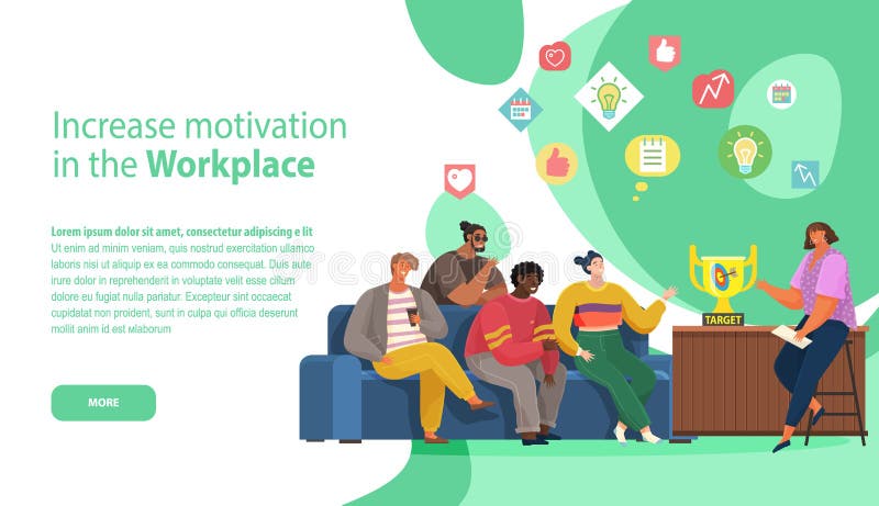 Young People Increase Motivation in Workplace Landing Page. Creative ...