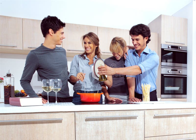 A Young People in the Kitchen Stock Image - Image of breakfast ...