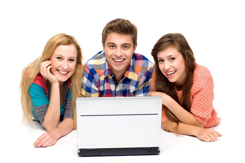 Young people with laptop stock photo. Image of looking - 21446844