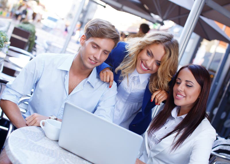 Young people with laptop stock photo. Image of comfortable - 36554664
