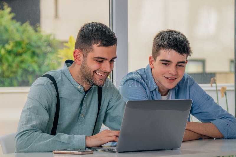 Friends at Home with Computer Laptop Stock Photo - Image of friends ...