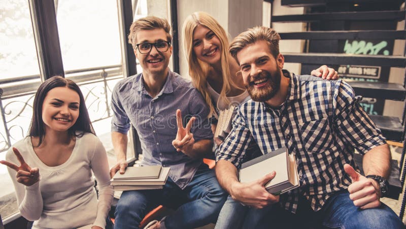 Young People in the Library Stock Image - Image of academic, caucasian ...