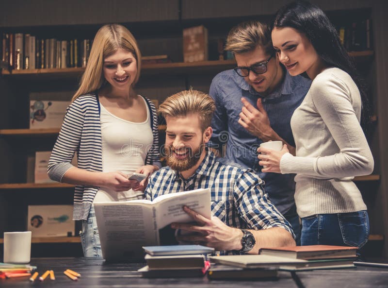 Young People in the Library Stock Photo - Image of academic ...