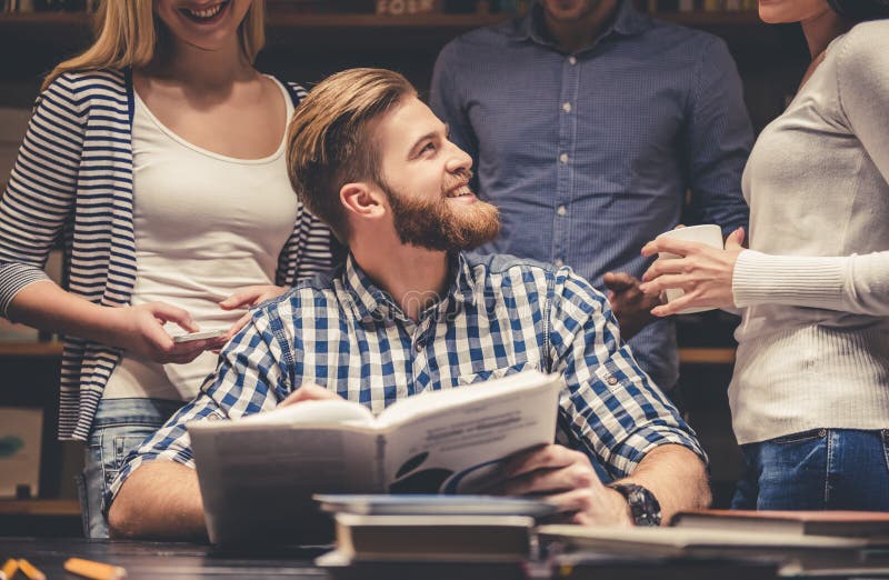 Young People in the Library Stock Image - Image of communicate, book ...