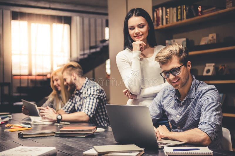 Young People in the Library Stock Image - Image of adult, academic ...