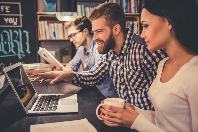 Young People in the Library Stock Photo - Image of library, research ...