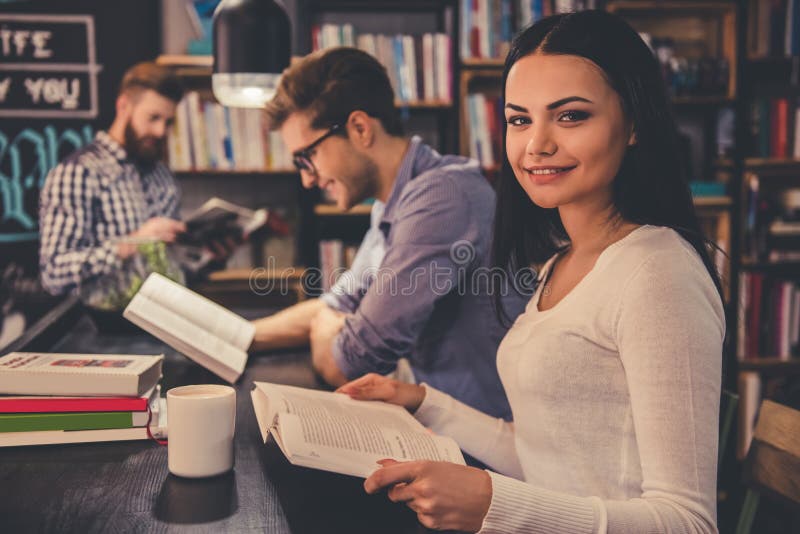 Young People in the Library Stock Photo - Image of literature, academic ...
