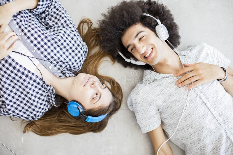 Young People Listening Music Stock Image - Image of student, listen ...