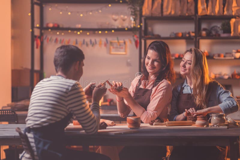 The Master Class in Big Workshop on Making Clay Products Stock Image ...
