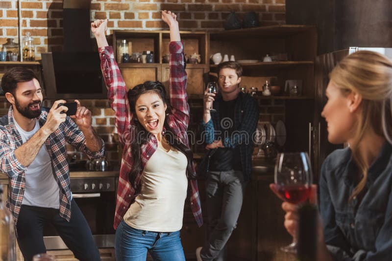 Young people partying stock photo. Image of glasses, wine - 93417500