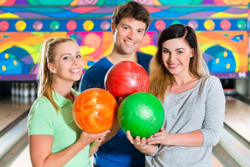 Young People Playing Bowling and Having Fun Stock Photo - Image of ...