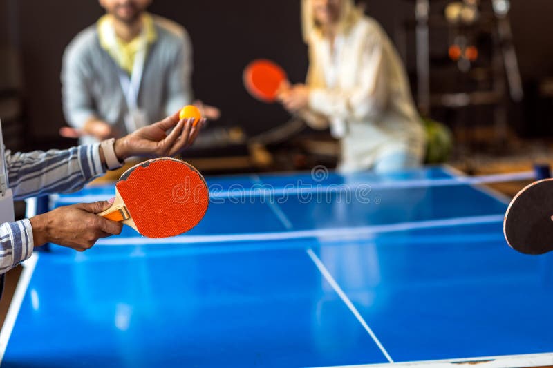 People Playing Table Tennis in the Office at Work Stock Photo - Image ...