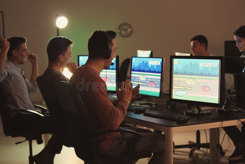 Young People Playing Video Games at Tournament Stock Image - Image of ...