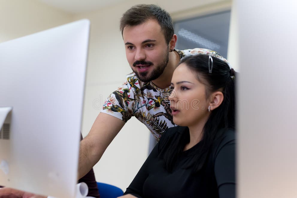 Young People in Programming School.Students Learning in a Programing ...