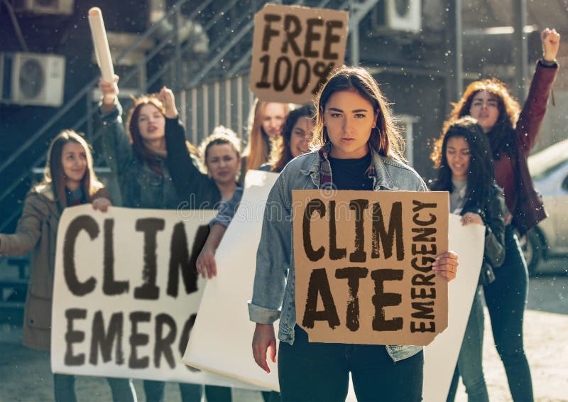 Young People Protesting of Climate Emergency on the Street Stock Photo ...