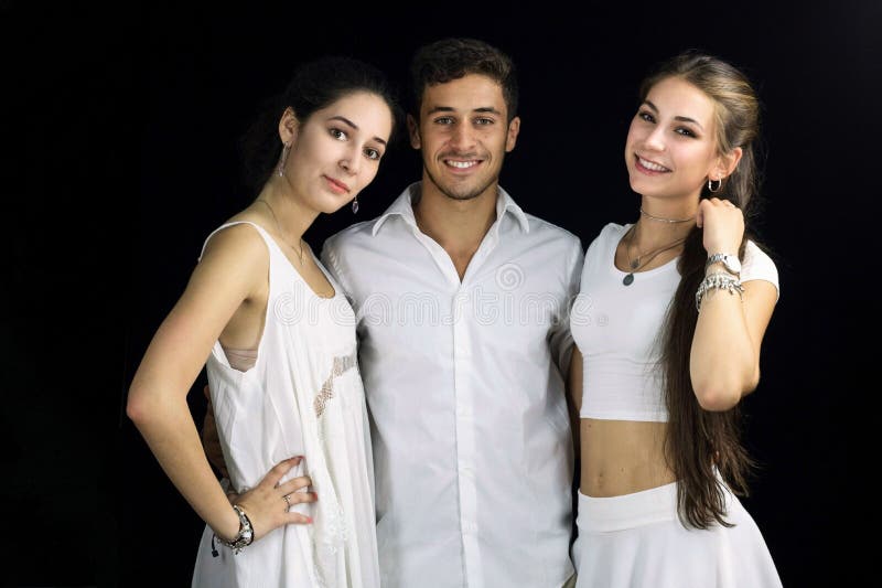 Young People Ready for a Party on Black Background Stock Photo - Image ...