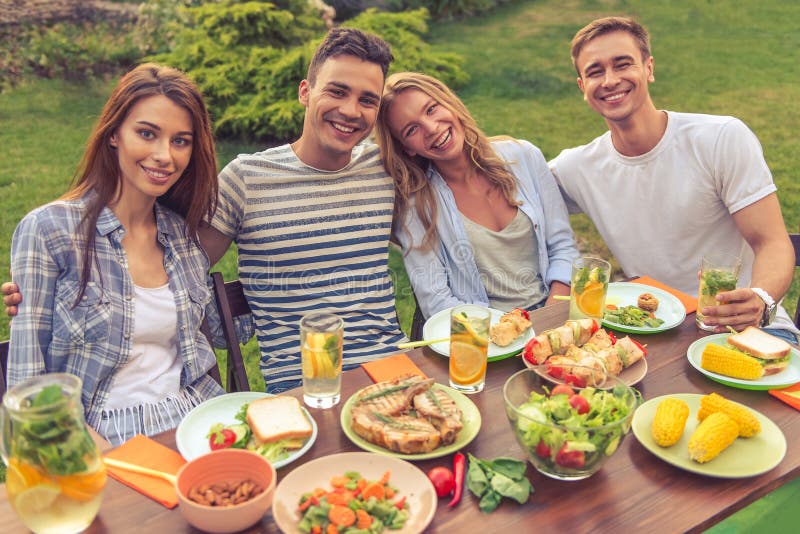Young People Resting Outdoors Stock Photo - Image of dish, communicate ...