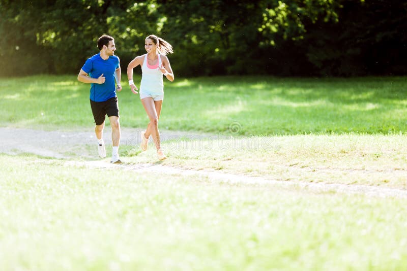 Young People Running in Nature Stock Photo - Image of training ...
