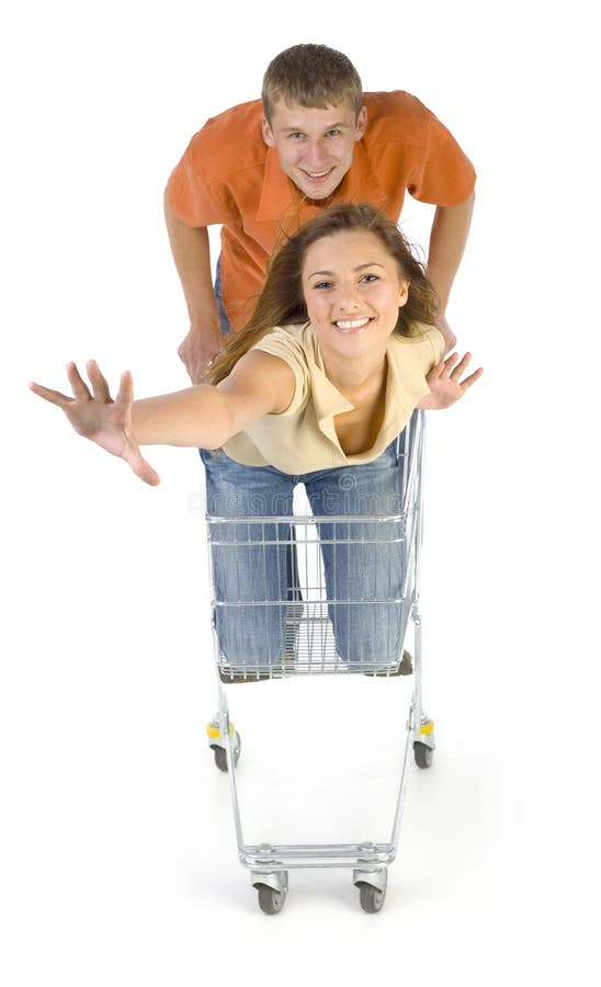 Young people shopping cart stock image. Image of teen - 2918013