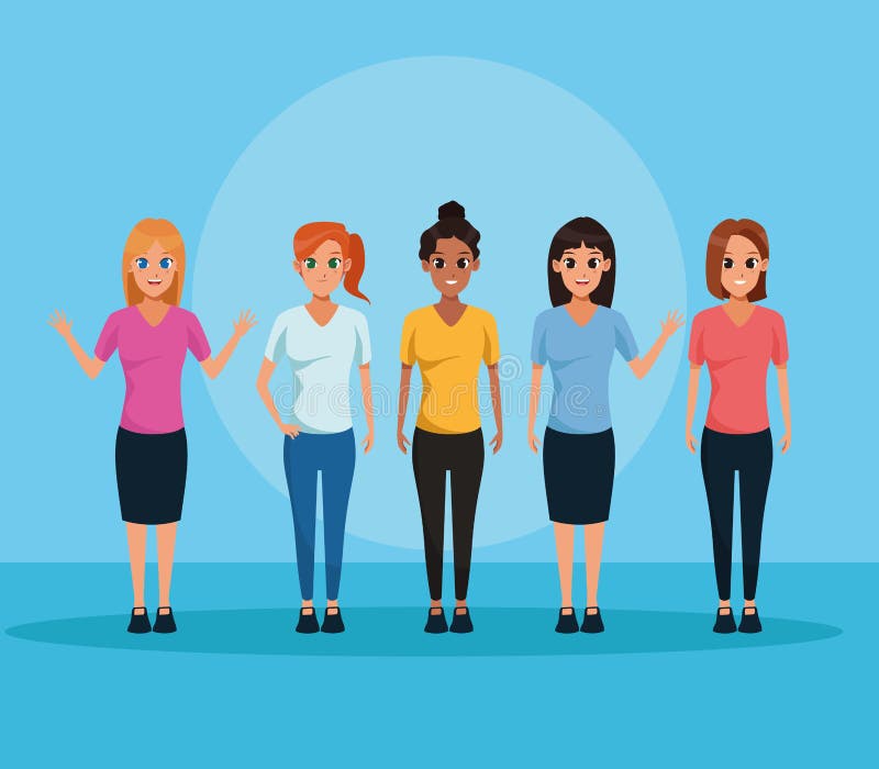 Young People Smiling on Blue Background Stock Vector - Illustration of ...