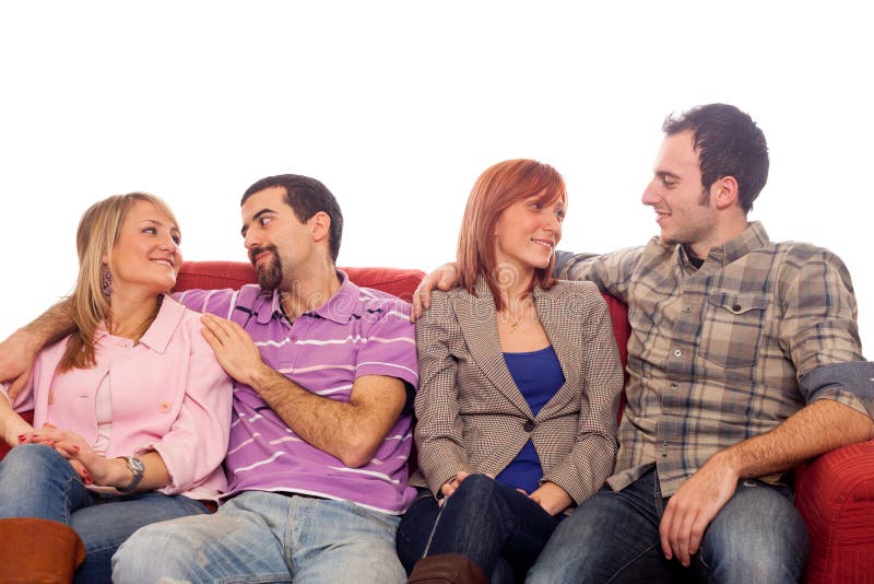 People on Sofa stock photo. Image of female, juice, couple - 18911062