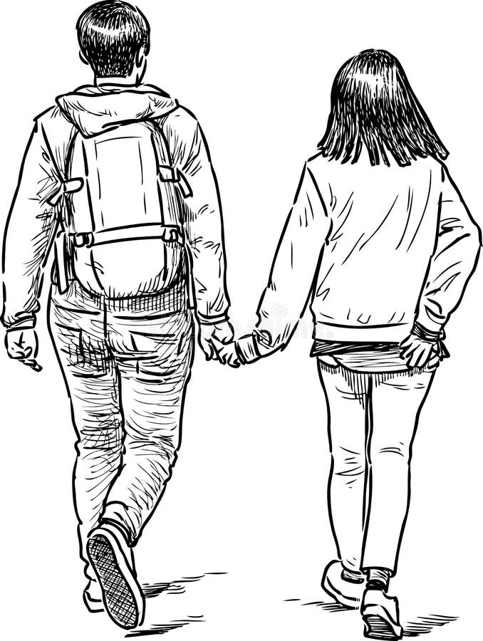 Young people strolling stock vector. Illustration of back - 63009024