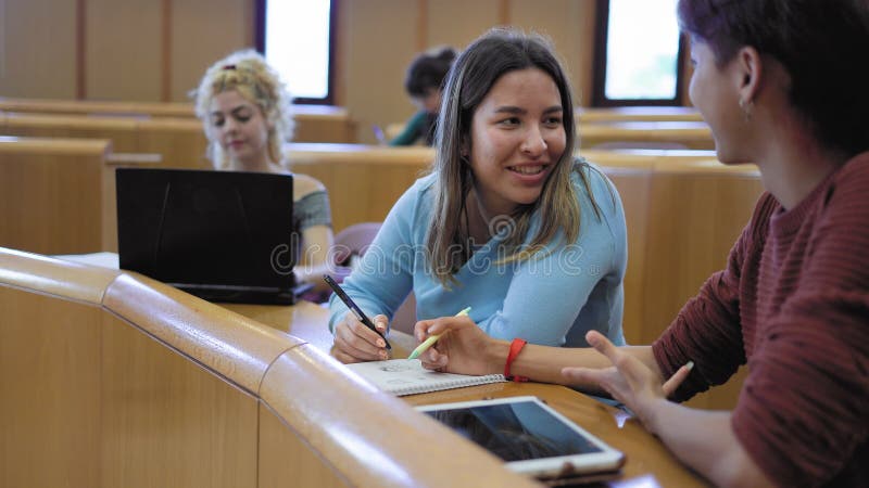 Young People Studying Inside University Stock Footage - Video of ...