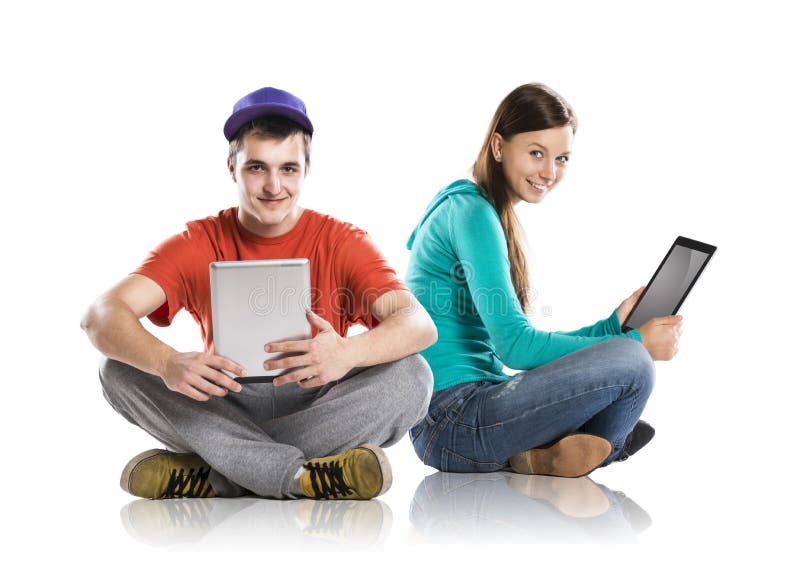 Young people with tablets stock image. Image of smiling - 30997655