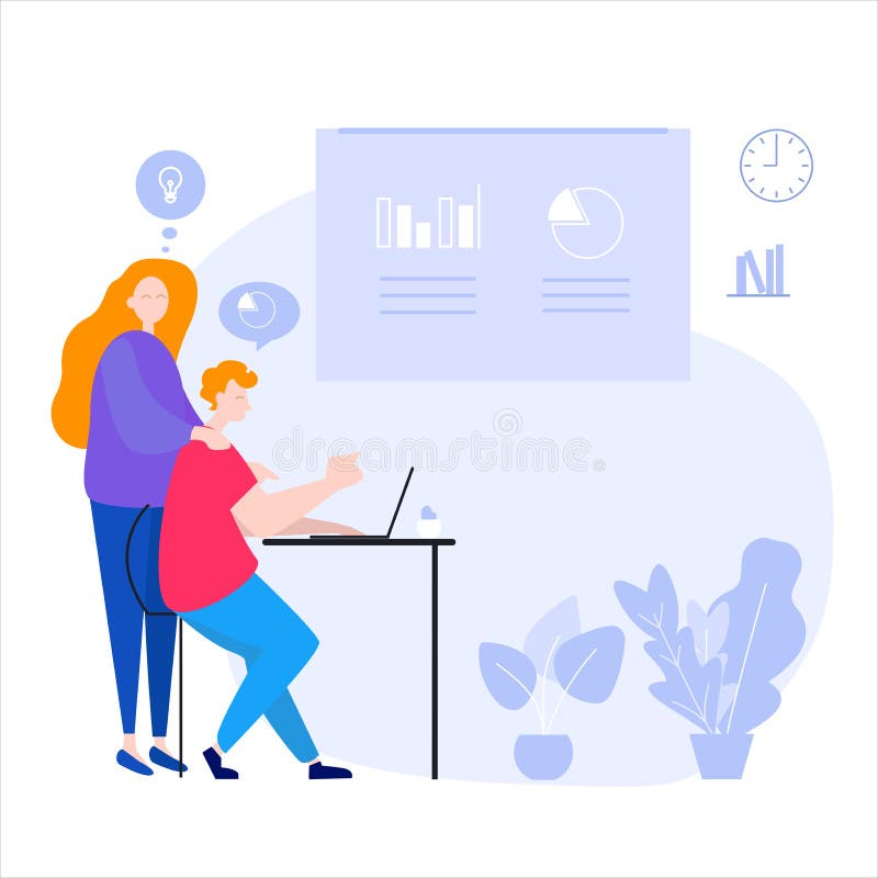 Young People Talking about Work Tasks on Meeting Behaind Them Visualize ...