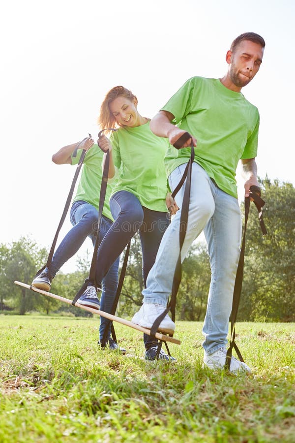 Young People Train Coordination and Teamwork Stock Image - Image of ...