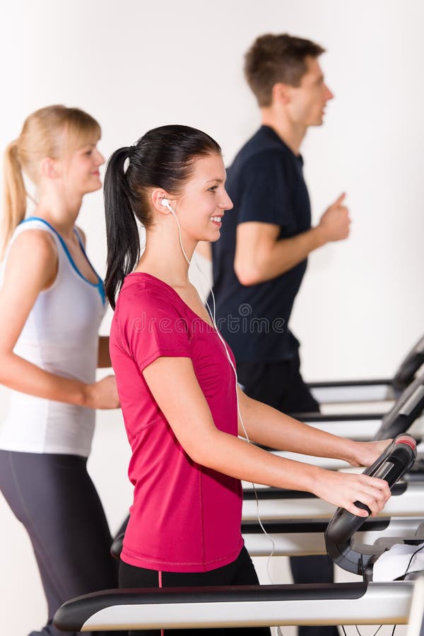 Young People on Treadmill Running Exercise Stock Photo - Image of ...