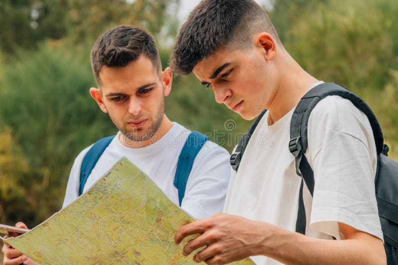 People on a Trip Looking at the Map Stock Image - Image of excursion ...