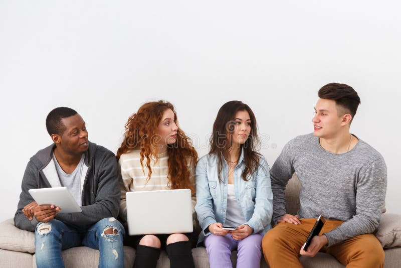 Young People Using Gadgets, Students, Technology Stock Photo - Image of ...