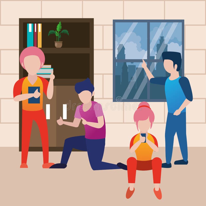 Young People Using Smartphone Avatars Characters Stock Vector ...