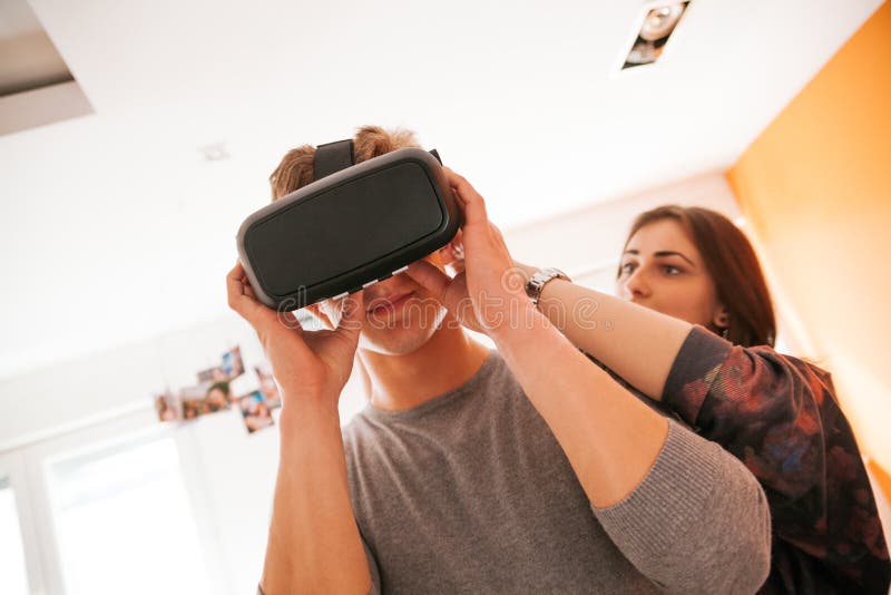 Young People Using VR stock image. Image of enjoyment - 78988569
