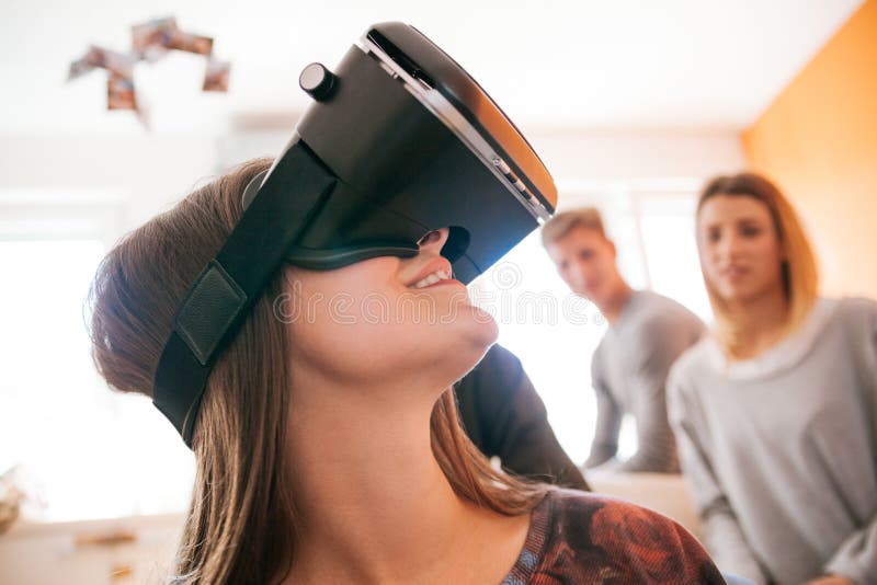 Young People Using VR stock image. Image of comfortable - 78989029