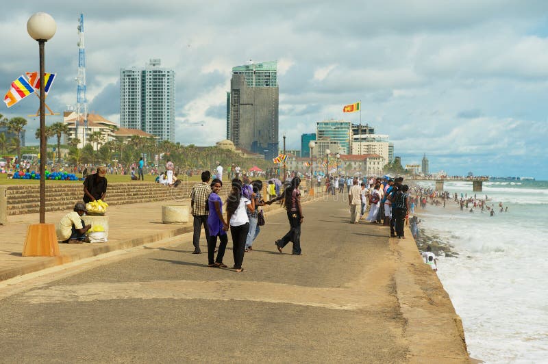 Young People Walk by the Seaside in Colombo, Sri Lanka. Editorial Stock ...