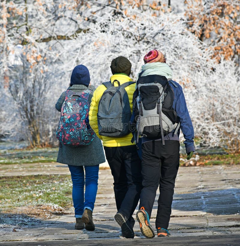 Young People Walking with Backpack on the Street Editorial Stock Image ...