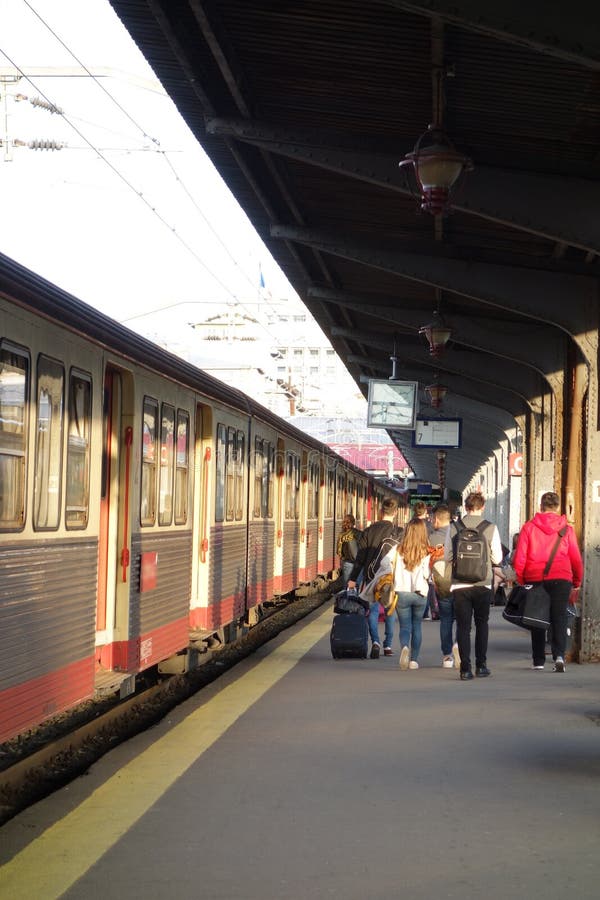 Young People Walking on Railway Platform after Getting Off the Train ...