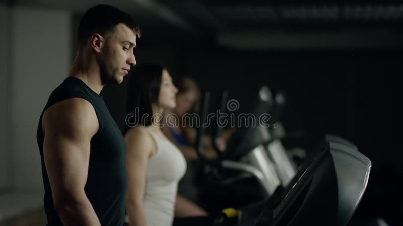 Young People Walking on the Treadmill Smiling Stock Footage - Video of ...