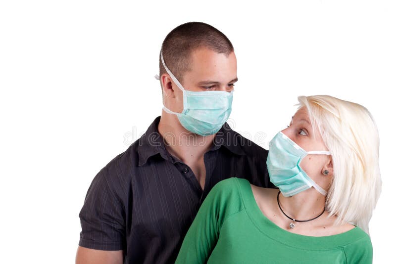 Young People Wearing Flu Masks Stock Photo - Image of h1n1, isolated ...