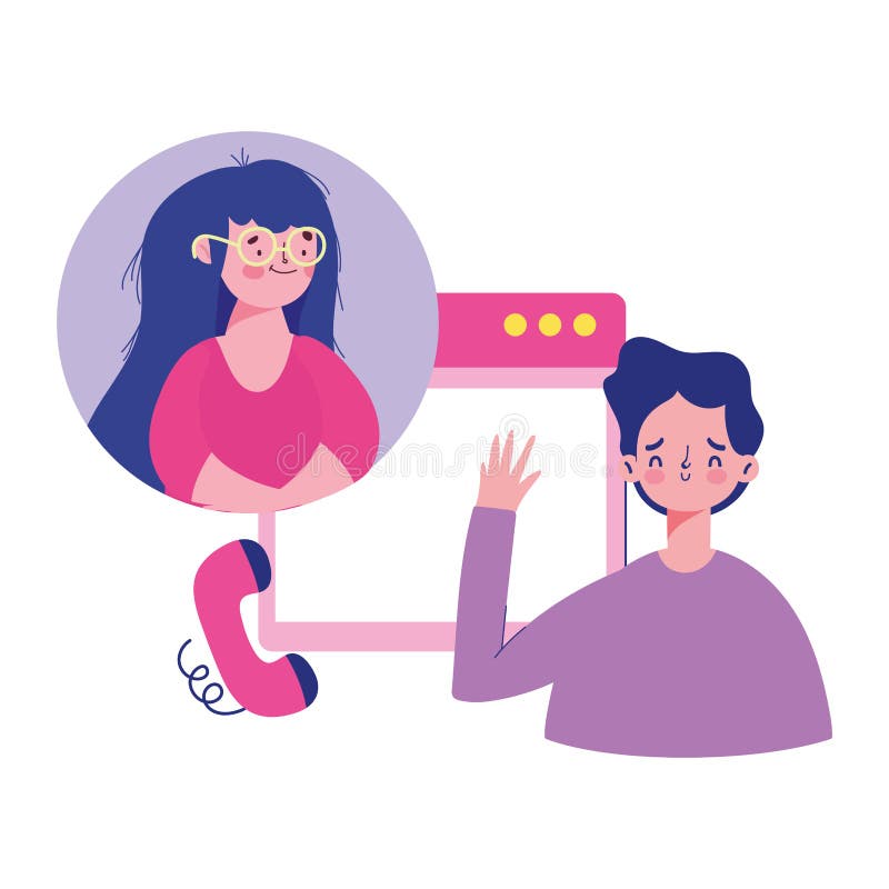 Young People Website Video Call Dialogue Isolated Design Stock Vector ...