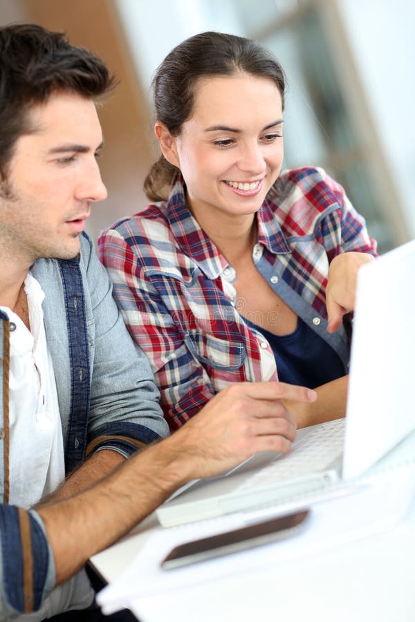 Young People Working on Laptop Stock Image - Image of computer, project ...