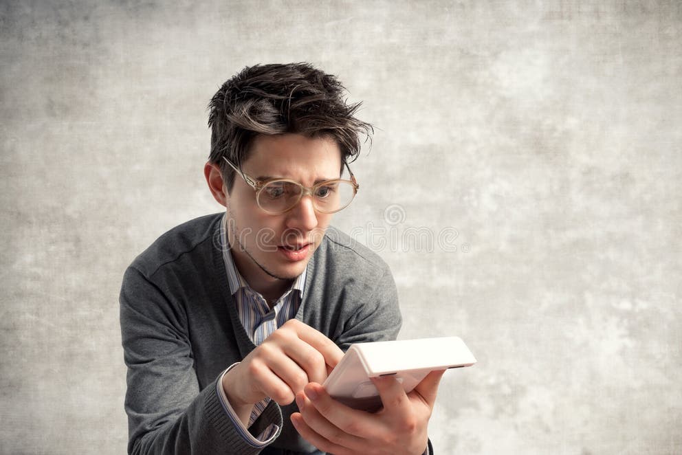 Young perplexed accountant stock photo. Image of table - 93611020