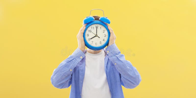 Young Person with Clock or Alarm Stock Image - Image of concept ...