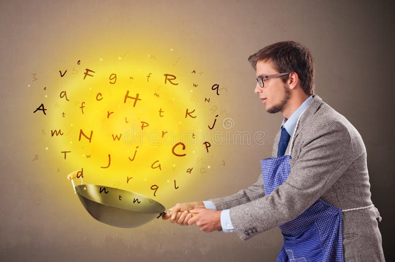 Person Cooking Letters in Wok Stock Photo - Image of body, journalist ...