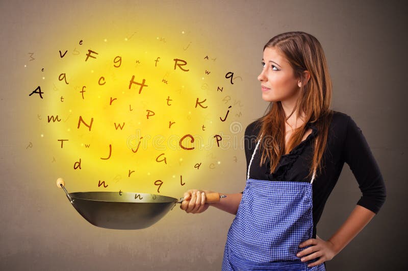 Person Cooking Letters in Wok Stock Image - Image of black, flying ...