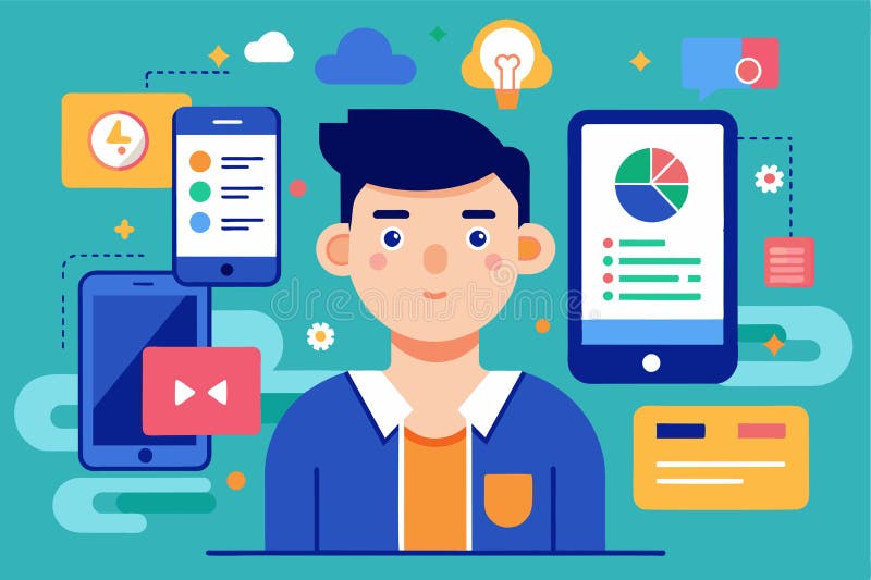 A Young Person Engages with Customizable Mobile Interfaces Featuring ...