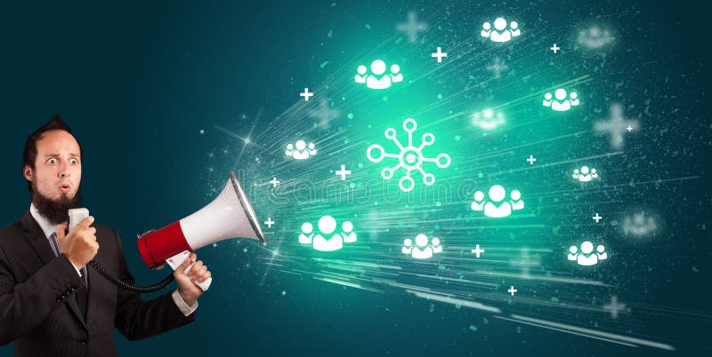 Young Person with Megaphone and Social Networking Icon Stock Image ... Young Person with Megaphone and Social Networking Icon Stock Image ...