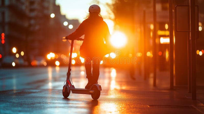 Young Person Riding an Electric Scooter Stock Image - Image of activity ...